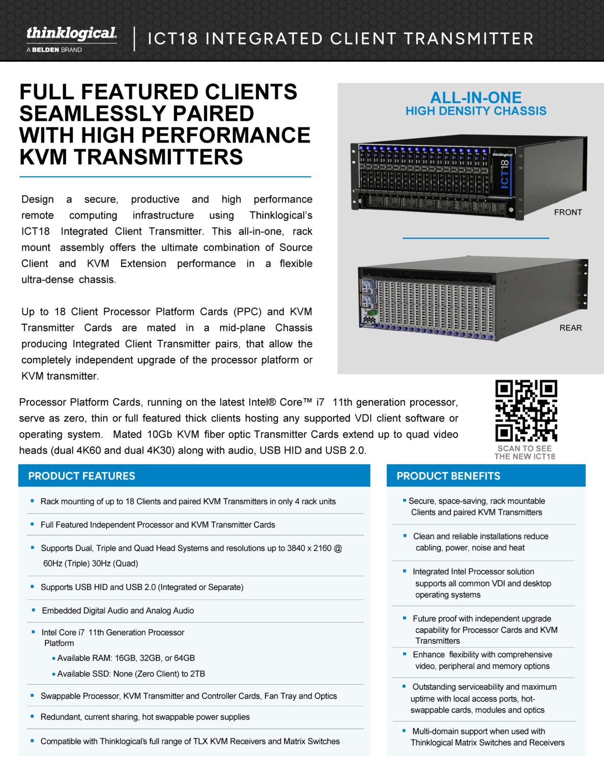 Thinklogical | A BELDEN Brand ICT18 Integrated Client Transmitter